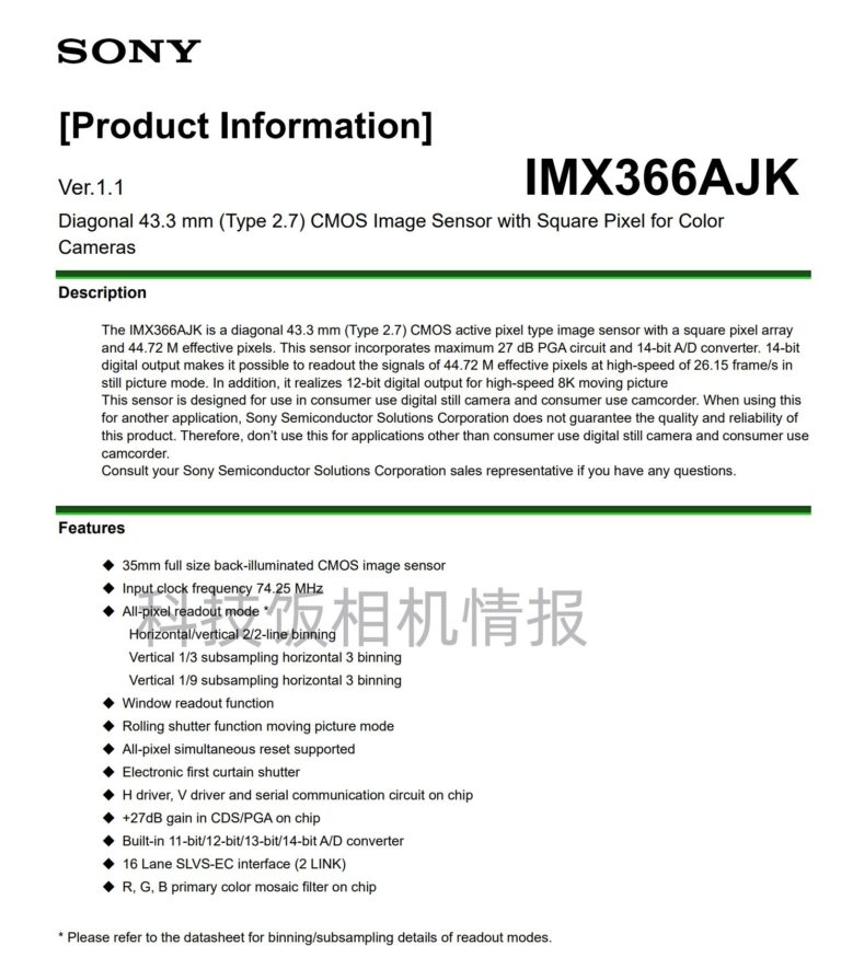 ソニーが新しいフルサイズBSI CMOS「IMX366AJK」「IMX455AQK」を発表 - とるなら