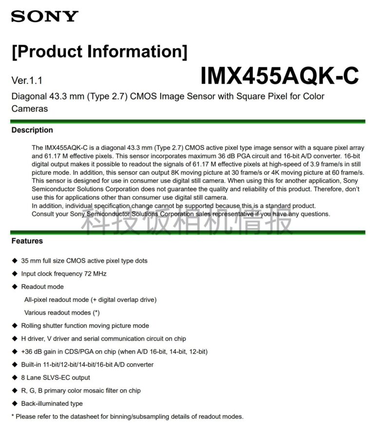 ソニーが新しいフルサイズBSI CMOS「IMX366AJK」「IMX455AQK」を発表 - とるなら
