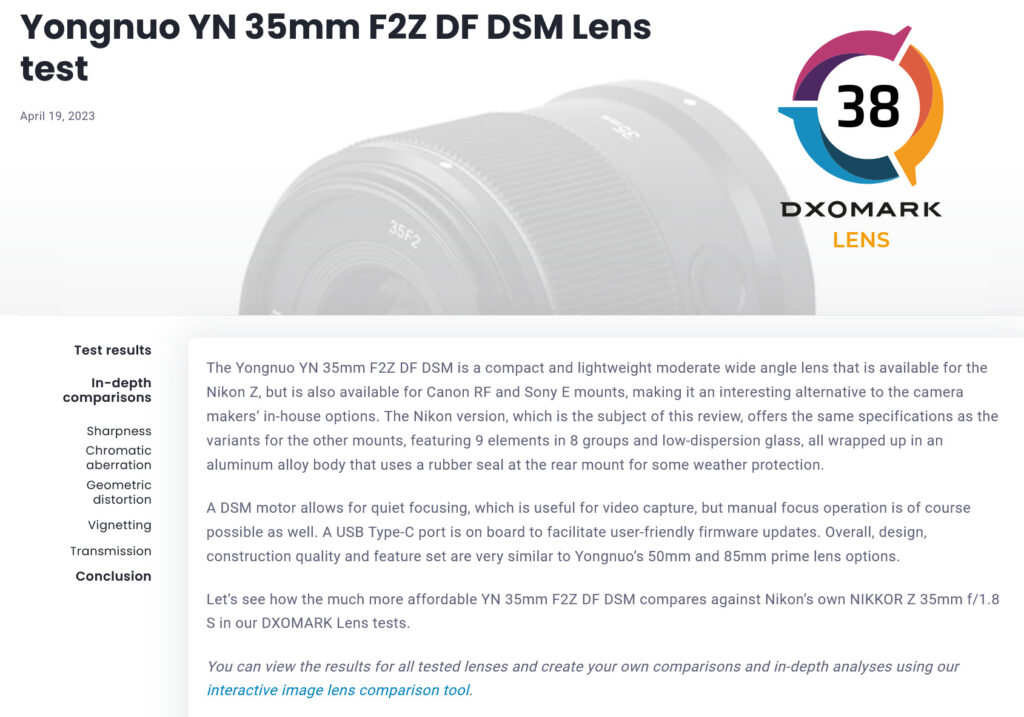 YN35mm F2 DF DSMはZ 35mm F1.8 Sよりもシャープなレンズ - とるなら