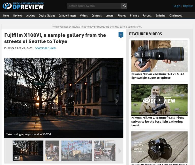 DPReviewがFUJIFILM X100VIのサンプルギャラリーを公開 - とるなら