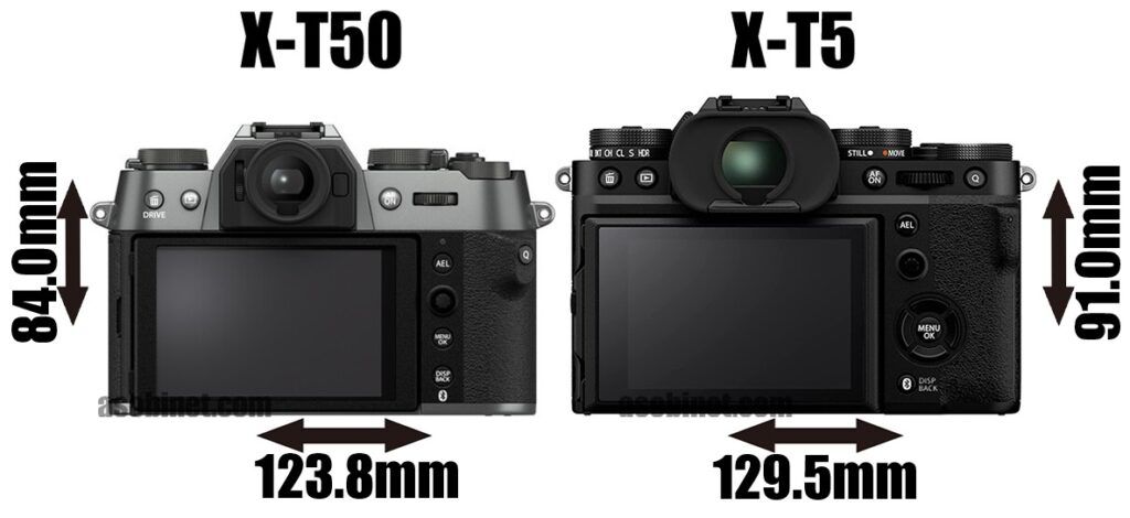 「X-T50」と「X-T5」の外観やスペックの違い - とるなら