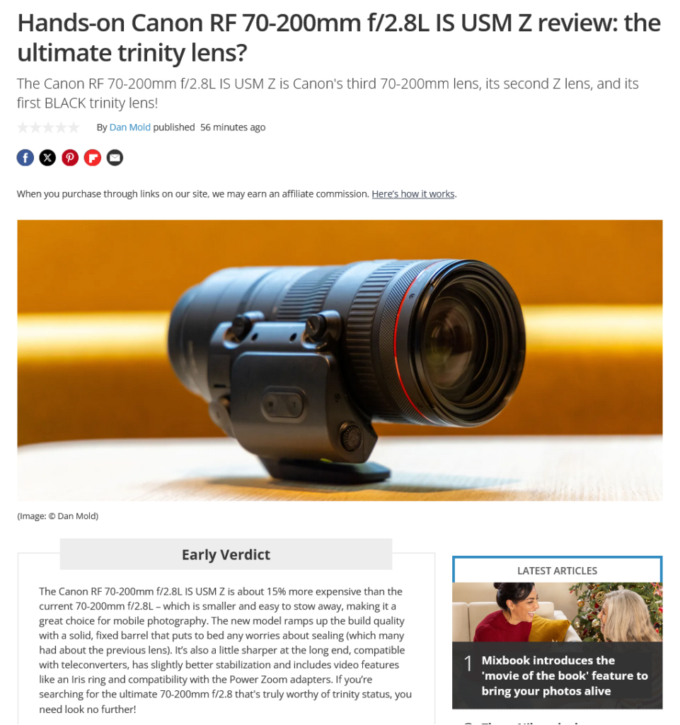 RF70-200mm F2.8 L IS USM Zはこれまでで最もシャープな70-200mm - とるなら