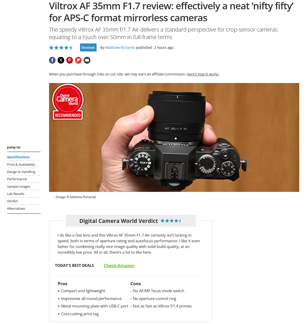 VILTROX AF 35mm F1.7 はXF35mmF2 R WRよりも優れた性能 - とるなら