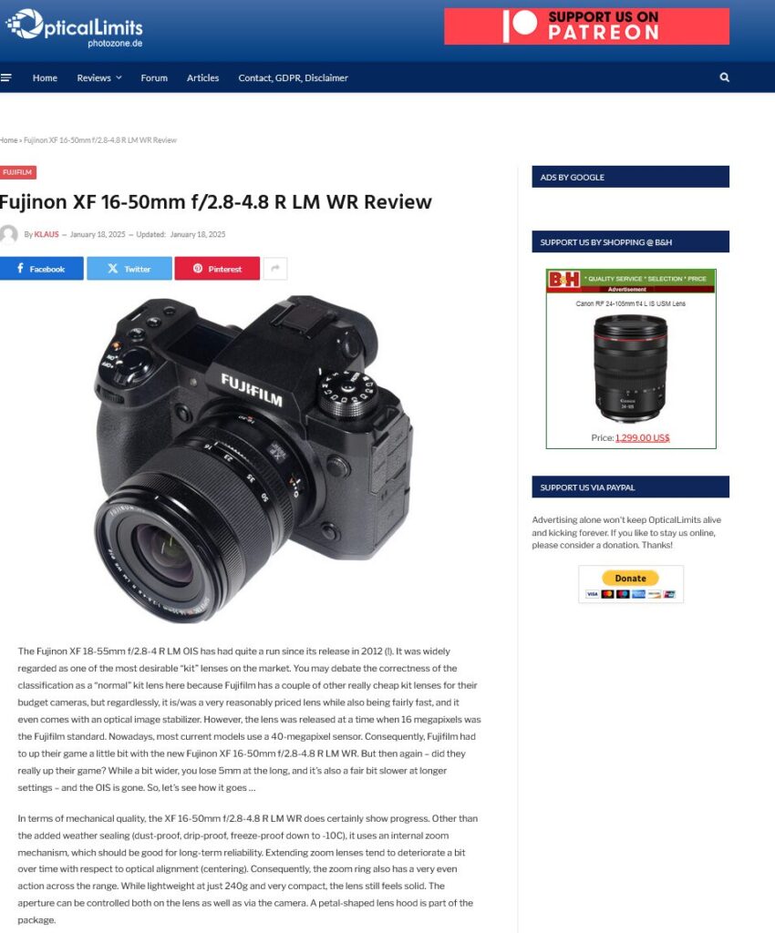 XF16-50mmF2.8-4.8 R LM WR 像面湾曲の影響はあるが全体的に安定した性能 - とるなら