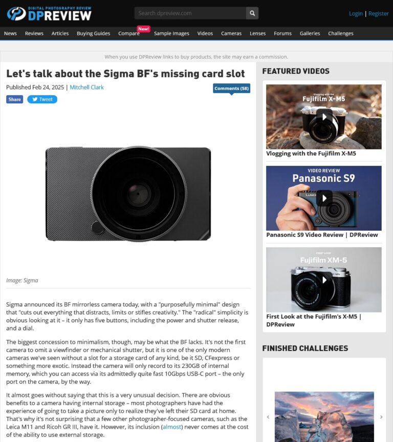 Sigma BF の「メモリーカード非対応」に関する意見と反応 - とるなら