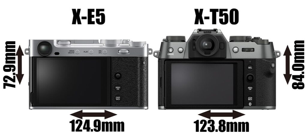 「X-E5」と「X-T50」の外観やスペックの違い - とるなら