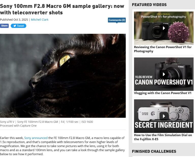 DPReviewがFE 100mm F2.8 Macro GM OSSのサンプルギャラリーを公開 - とるなら